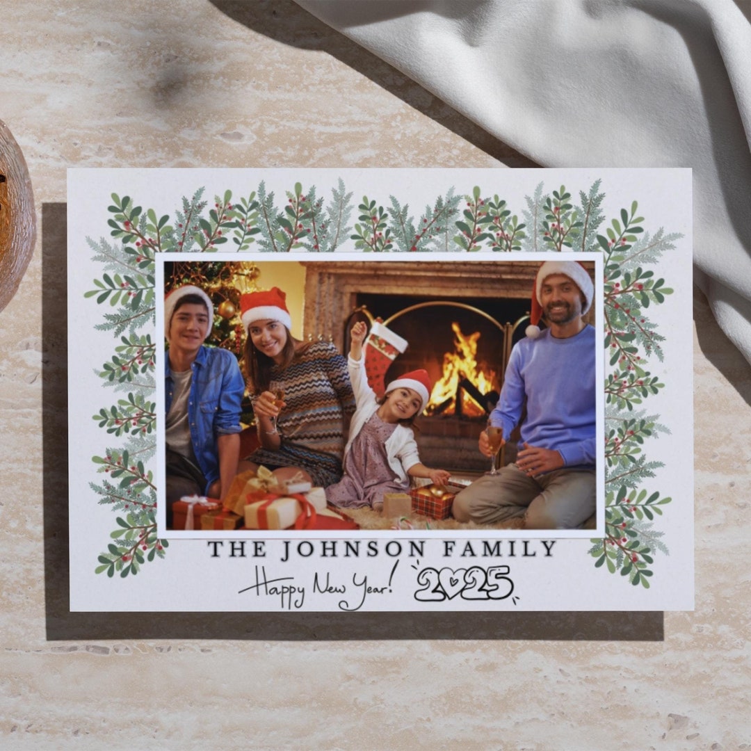 Editable New Year Photo Card Template, Printable Holiday Christmas Card ...