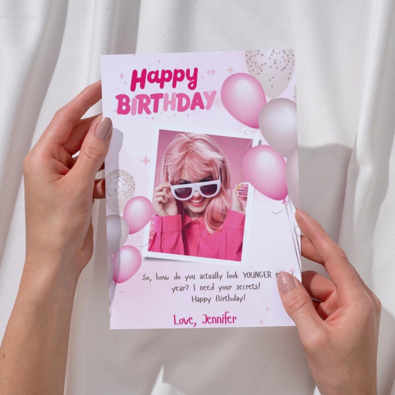 Editable Photo Birthday Card, Birthday Card With Photo, Custom Birthday ...