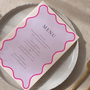 Wavy Frame Menu Template, Instant Download Editable Menu, Hand Painted ...