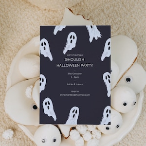 Editable Spooky Halloween Birthday Ghost Birthday Invitation Halloween ...