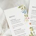 Wildflower Menu Template, Wildflower Wedding Menu, Pastel Wildflower ...