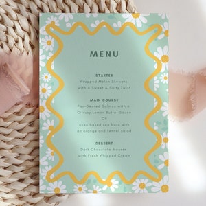 Daisy Flowers Menu Template: Floral Menu - Instant Download - Summer ...