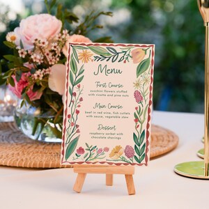 Floral Menu Template, Hand Drawn, Printable Dinner Menu, Editable ...