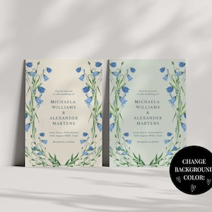 SPRING WEDDING INVITATION, Wildflower Wedding, Blue Florals, Spring ...