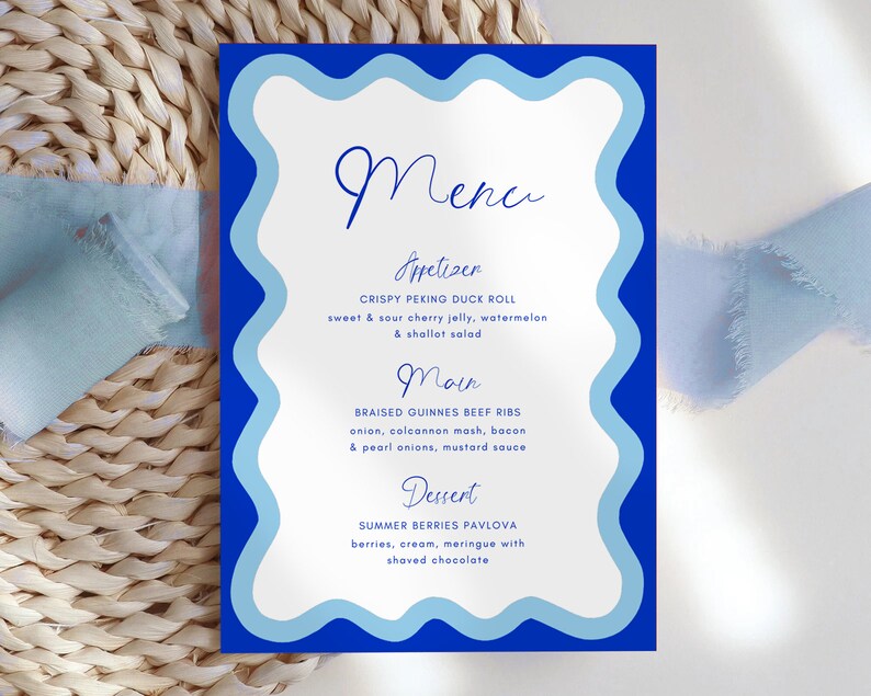 Italian Wedding Menu Template Santorini Italy Instant - Etsy