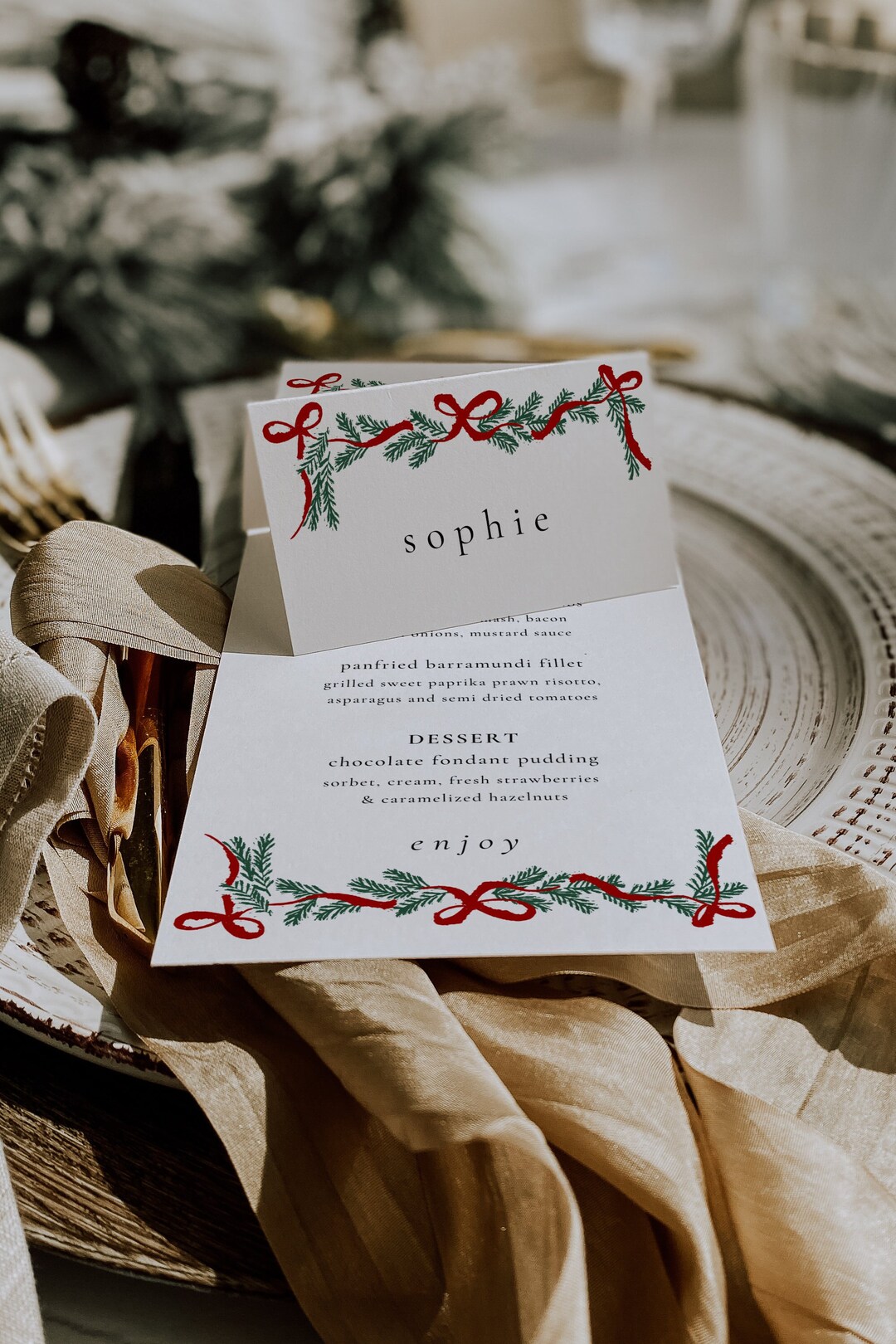 Christmas Place Cards Template, Holiday Party Seating Card, Food Labels ...