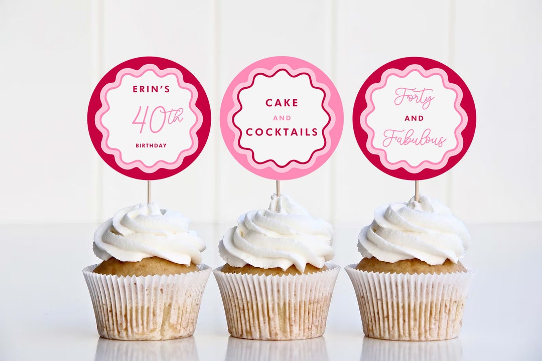 Wavy Circular Cake Toppers Template, Curvy, Wavy, Pink Baby Shower ...