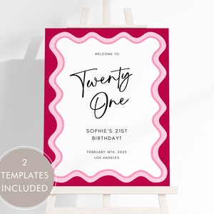 Ladies 21st Birthday Welcome Sign, Printable Instant Download, Editable ...