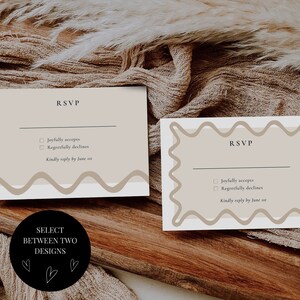 WEDDING INVITATION | Beige Retro Scallop Wavy Edge Invitation Template ...