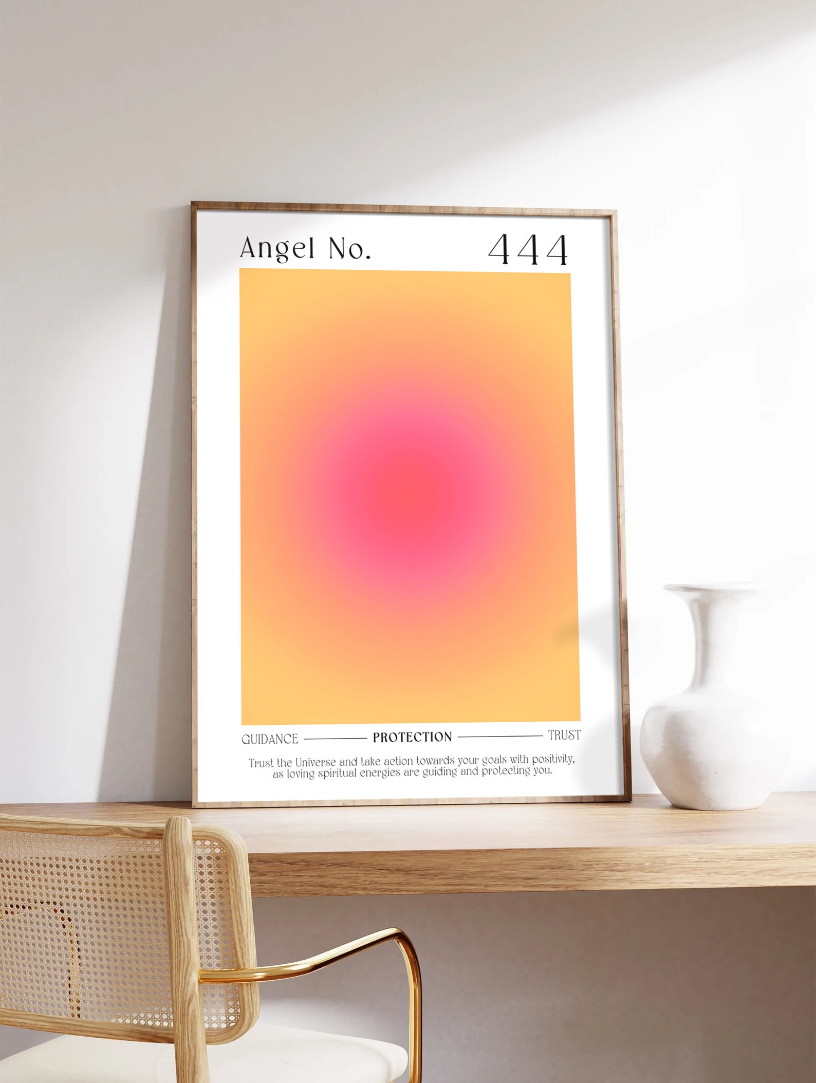 Angel Number 444, Aura Energy Art, Spiritual Wall Art, Angel Number ...