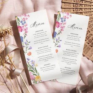 Colorful Wildflower Menu Template, Garden Party Bridal Shower Menu ...