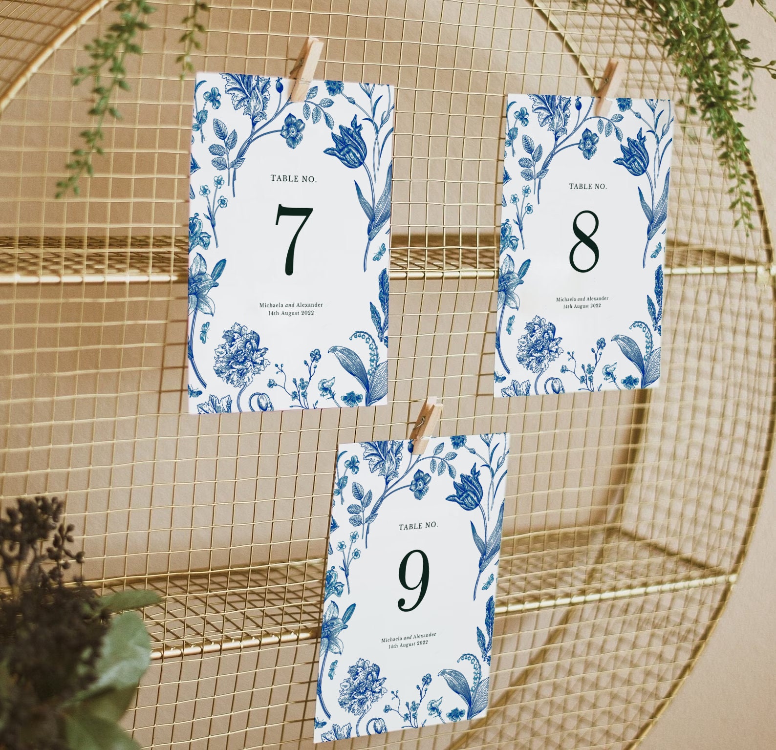 Blue Botanics Table Numbers, Floral Blue Wedding, Wedding Table Numbers ...