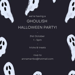 Editable Spooky Halloween Birthday Ghost Birthday Invitation Halloween ...