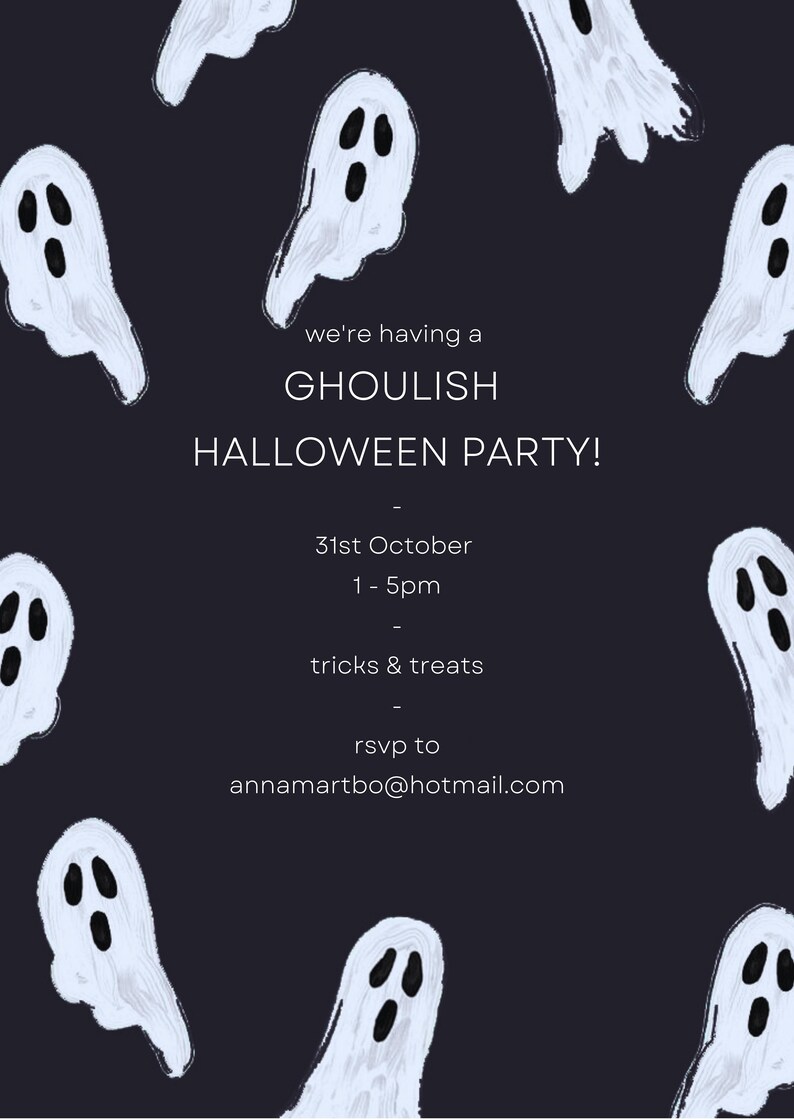 Editable Spooky Halloween Birthday Ghost Birthday Invitation Halloween ...
