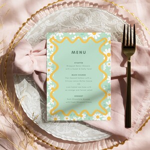Daisy Flowers Menu Template: Floral Menu - Instant Download - Summer ...