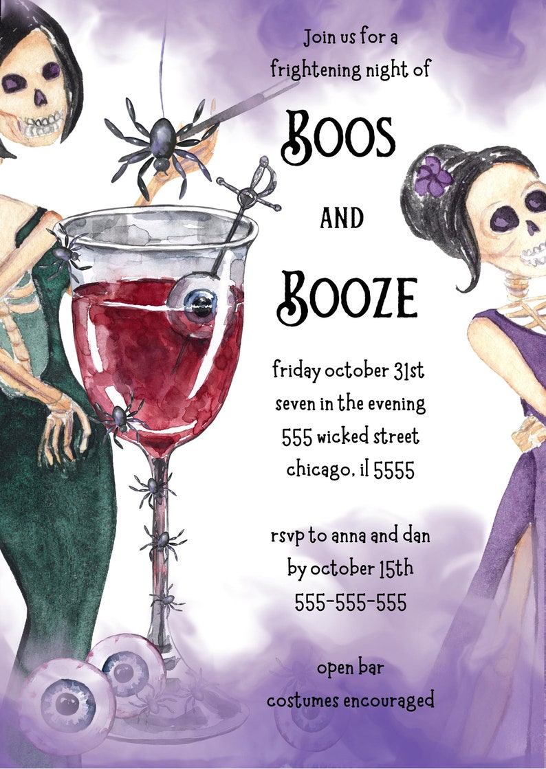 Printable Adult Halloween Party Invitation Template Boos - Etsy