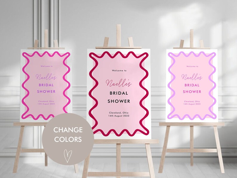 Wave Bridal Shower Welcome Sign Curve Modern Bridal Shower - Etsy