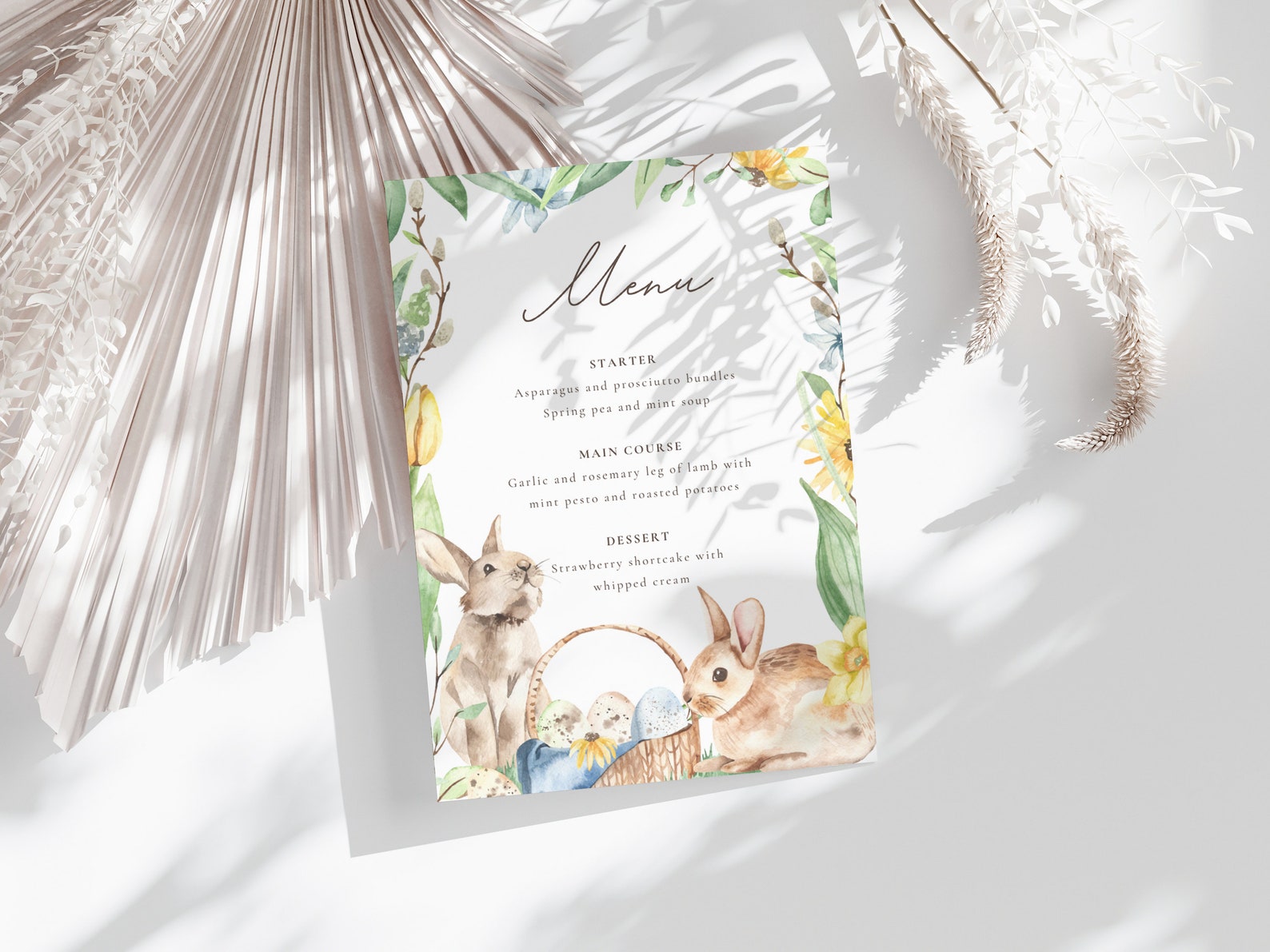 Easter Menu, Bunny Menu, Easter Brunch Menu, Editable Printable ...