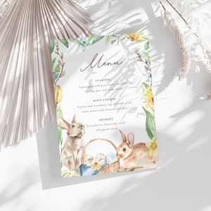 Easter Menu, Bunny Menu, Easter Brunch Menu, Editable Printable ...