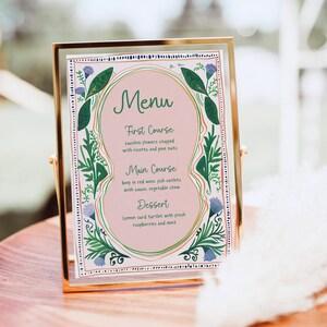 Colorful Floral Spring Menu Template, Hand Drawn, Printable Dinner Menu ...