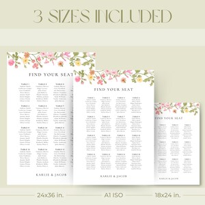 Wildflower Wedding Seating Chart, Printable Wedding Table Plan, Wedding ...