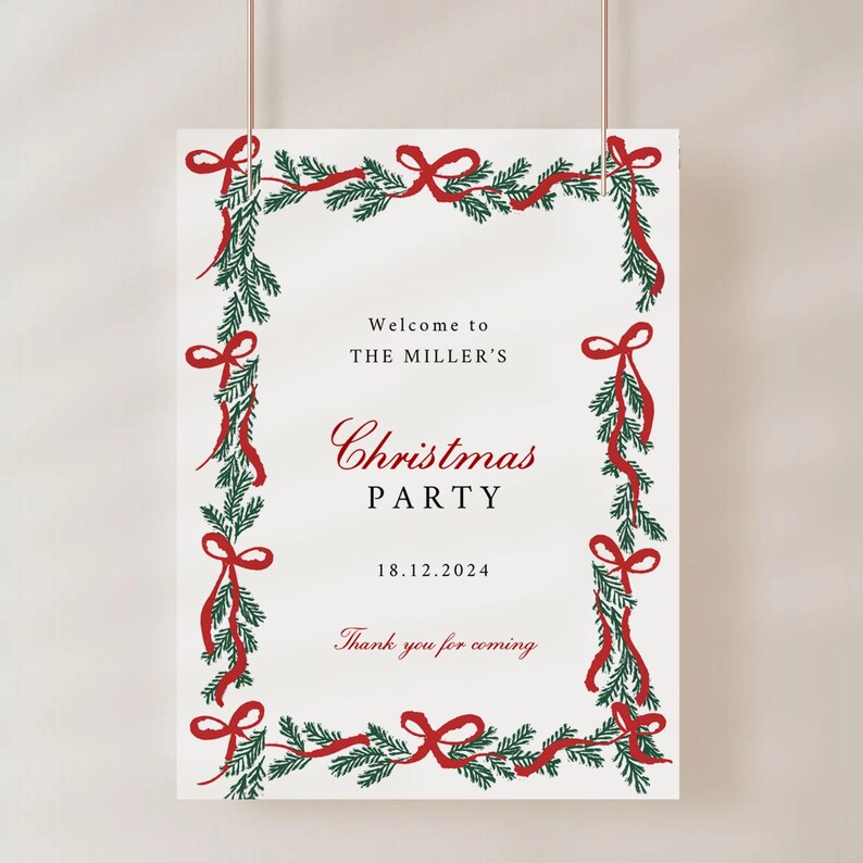Editable Christmas Welcome Sign Template | Personalized Holiday Party ...
