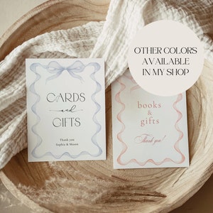 Blue Bow Cards and Gifts Sign, Wedding Gift Sign, Bow Gifts Sign ...