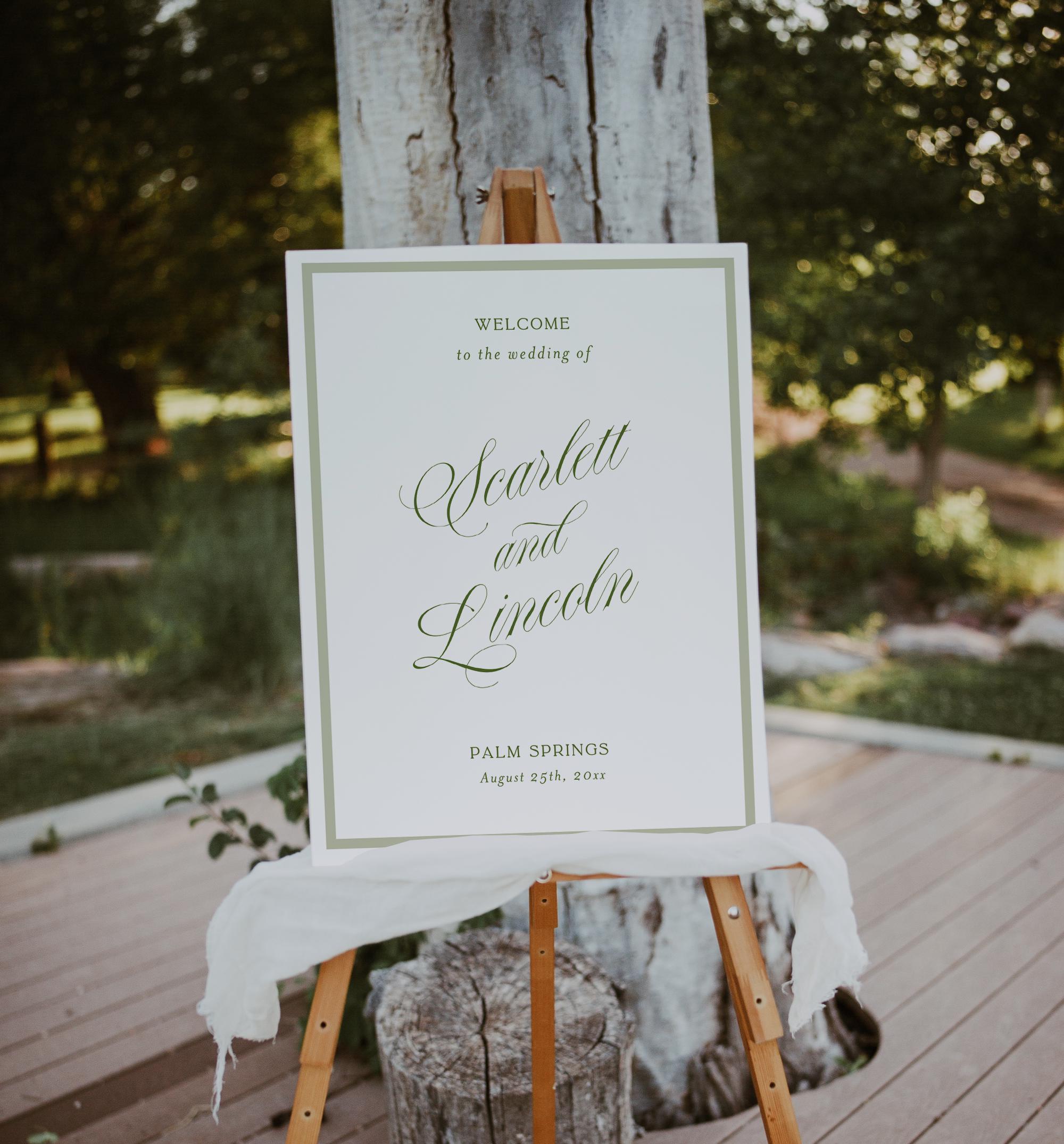 Editable Welcome Template, Minimalist Sage Green, Elegant Script ...