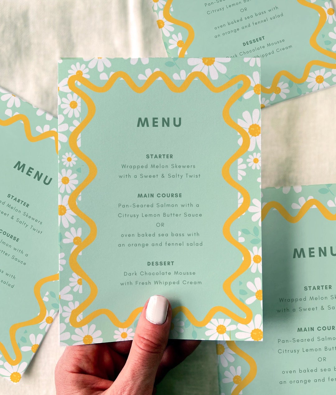 Daisy Flowers Menu Template: Floral Menu - Instant Download - Summer ...