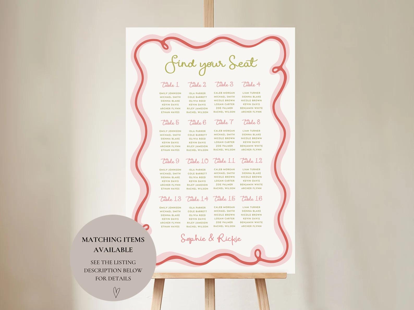 Squiggly Welcome Sign Template, Wedding Shower Welcome Sign, Curvy ...