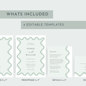 Wavy Wedding Invitation, Curve Modern Wedding Invite, Modern Boho ...