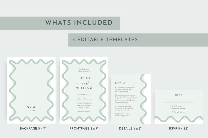 Wavy Wedding Invitation Curve Modern Wedding Invite Modern - Etsy
