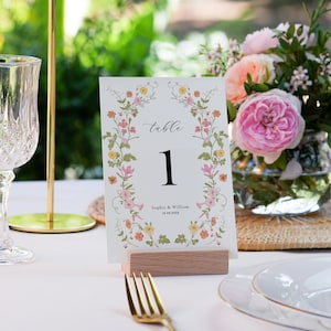 Wildflower Wedding Table Numbers Template, Printable Table Numbers ...