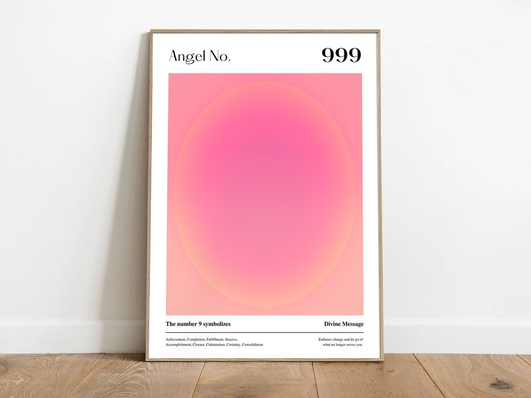 Angel Number 222, Aura Energy Wall Art, Pink Gradient Wall Art ...