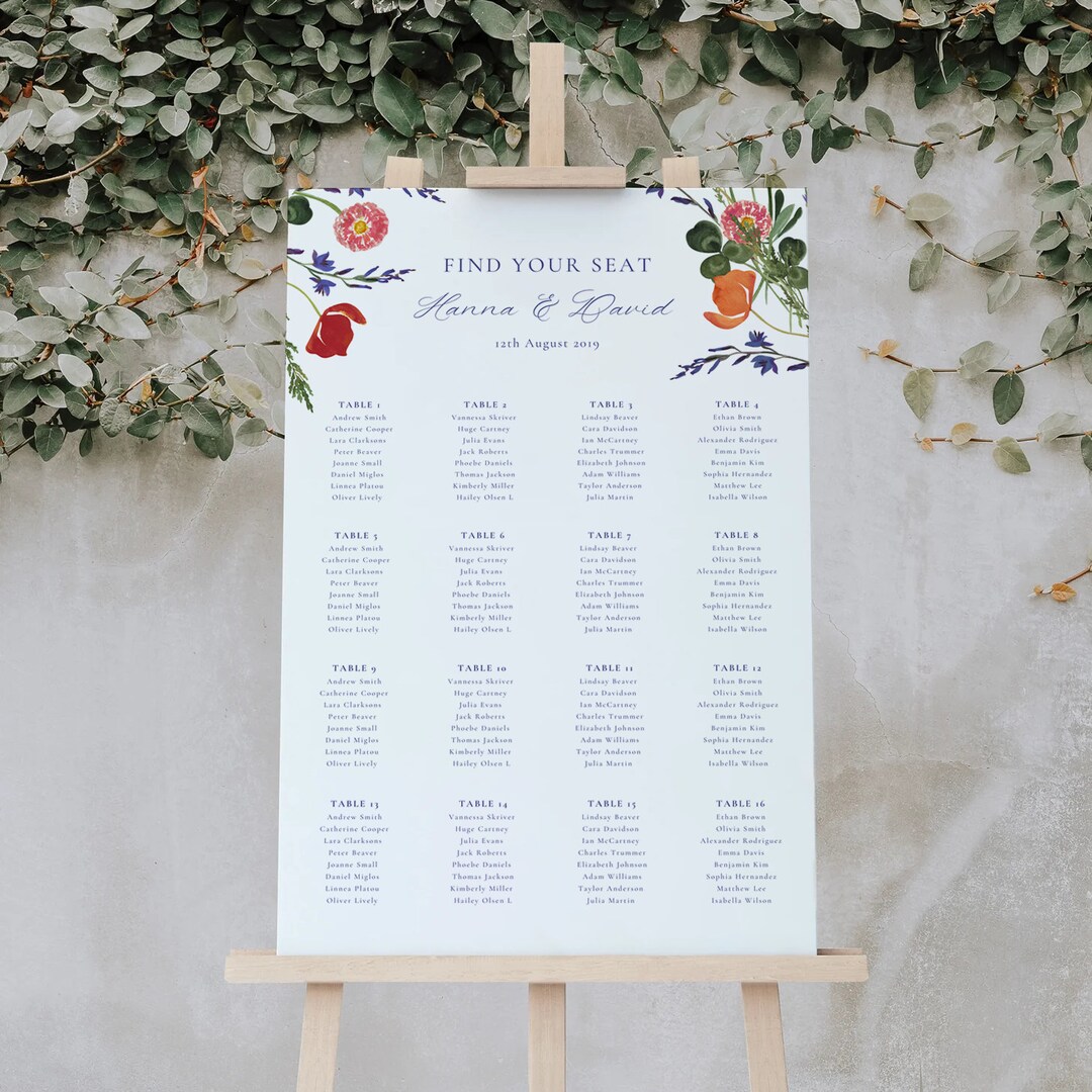 Fall Wedding Seating Chart, Printable Wedding Table Plan, Wedding Plan ...