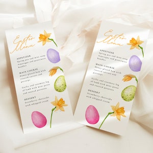 Easter Menu, Printable Easter Menu, Easter Brunch Menu, Editable ...