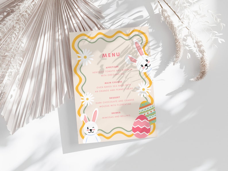 Easter Menu, Bunny Menu, Easter Brunch Menu, Editable Printable ...