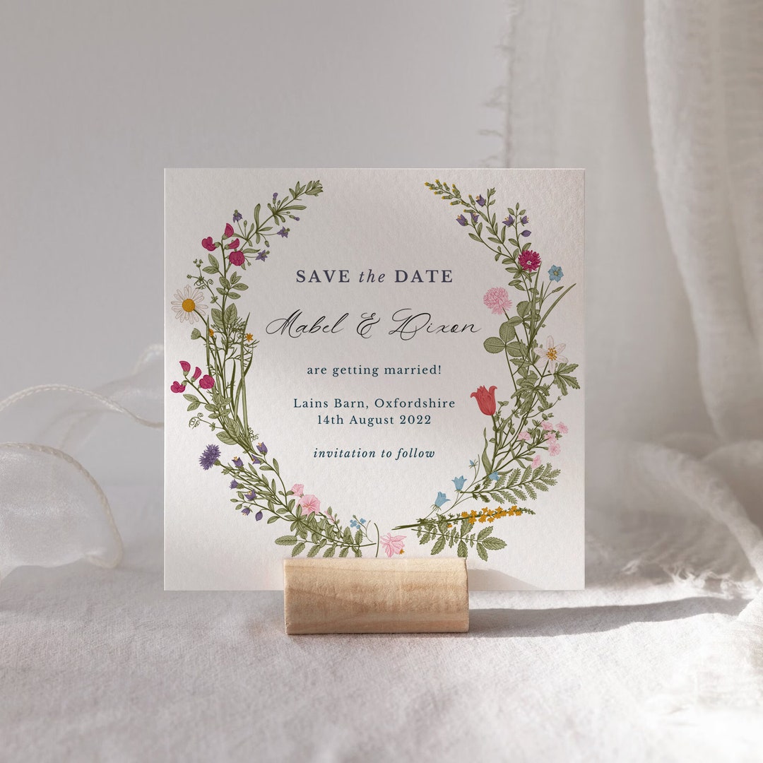Save the Date, Wildflower Wedding Invitation Template, Printable ...