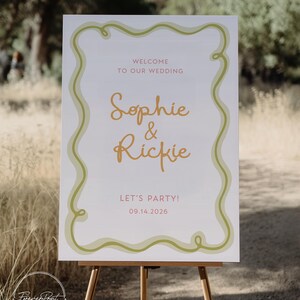 Squiggly Welcome Sign Template, Wedding Shower Welcome Sign, Curvy ...
