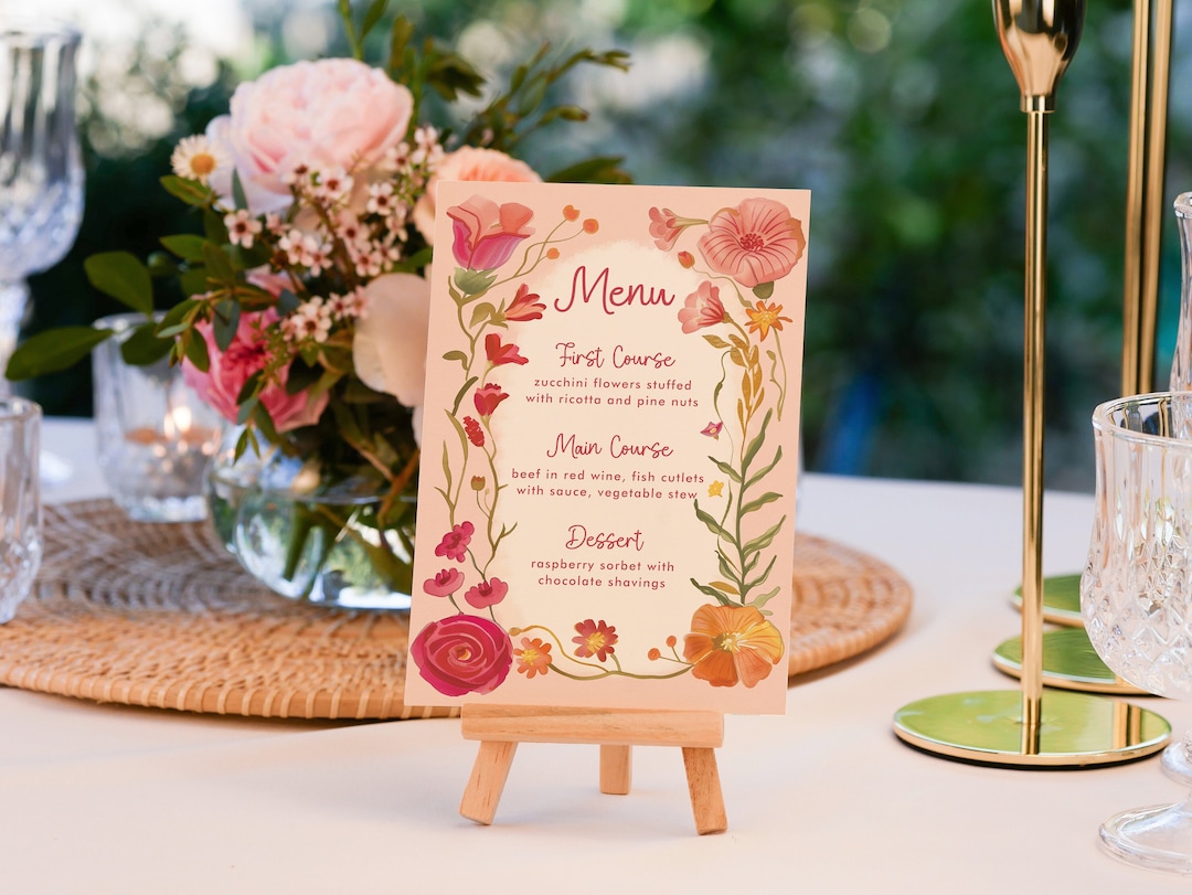 Editable Floral Menu Template, Hand Drawn, Printable Dinner Menu ...