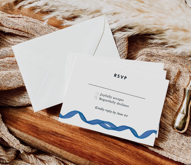 Wavy Wedding Invitation Template Instant Download Editable - Etsy