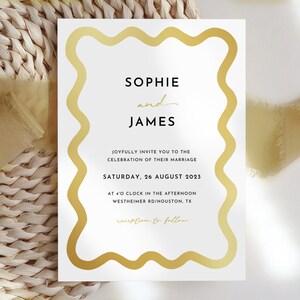 Wavey Wedding Invitation Template Instant Download Editable - Etsy