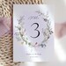 Wildflower Wreath Table Number Cards, Outdoor Garden Wedding, Floral ...