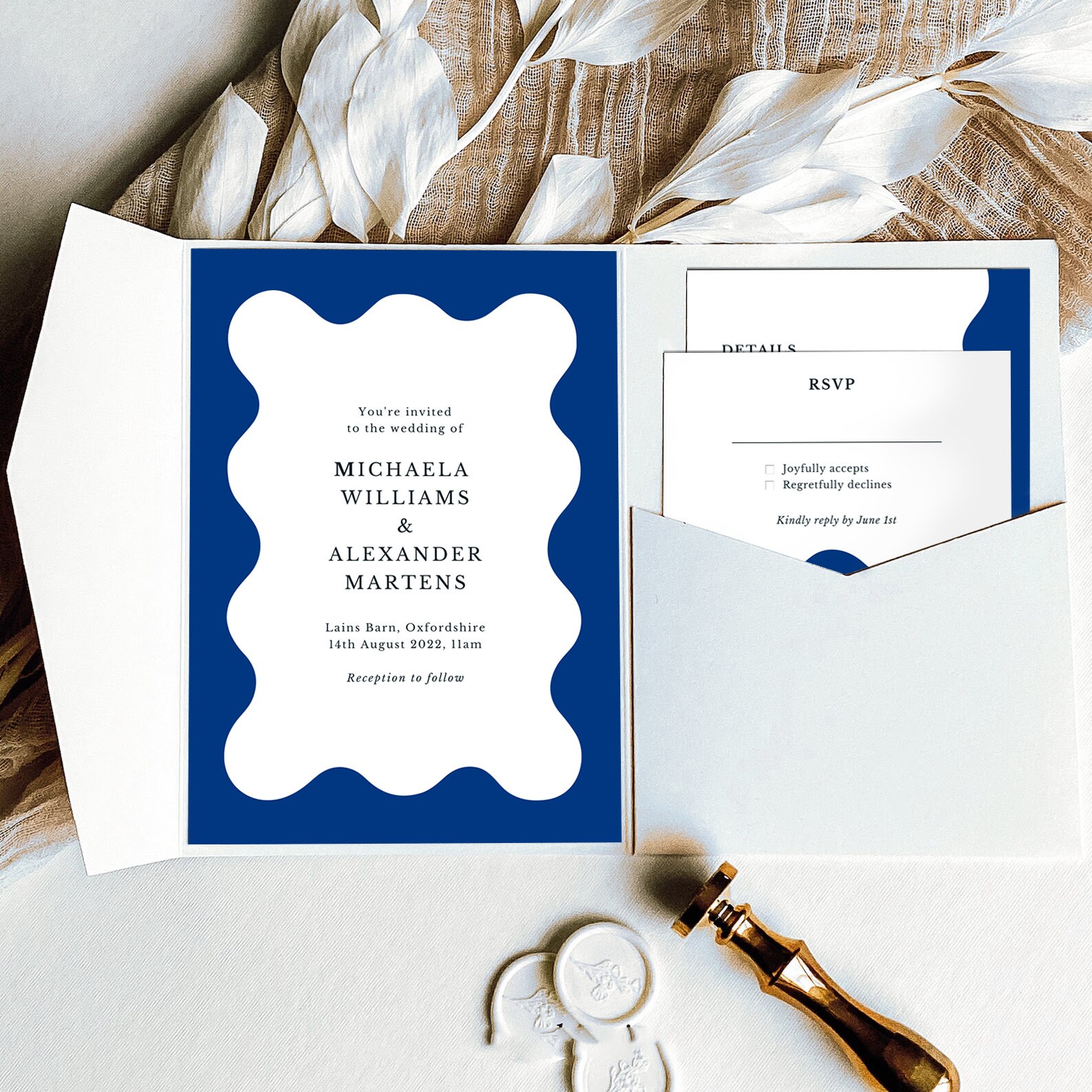 Wavey Wedding Invitation Template, Instant Download Editable Invite ...