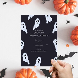 Editable Spooky Halloween Birthday Ghost Birthday Invitation Halloween ...