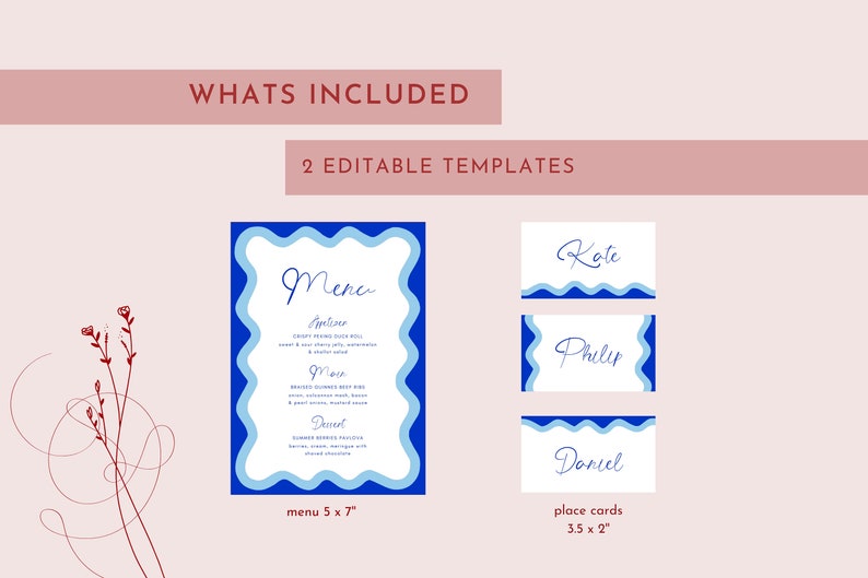 Italian Wedding Menu Template, Santorini Italy Instant Download ...