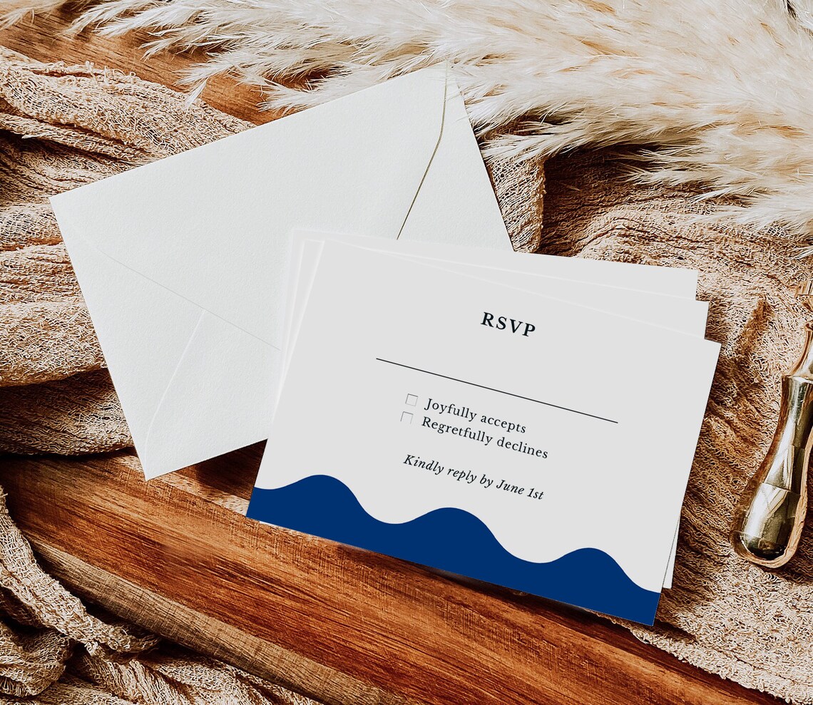 Wavey Wedding Invitation Template Instant Download Editable - Etsy