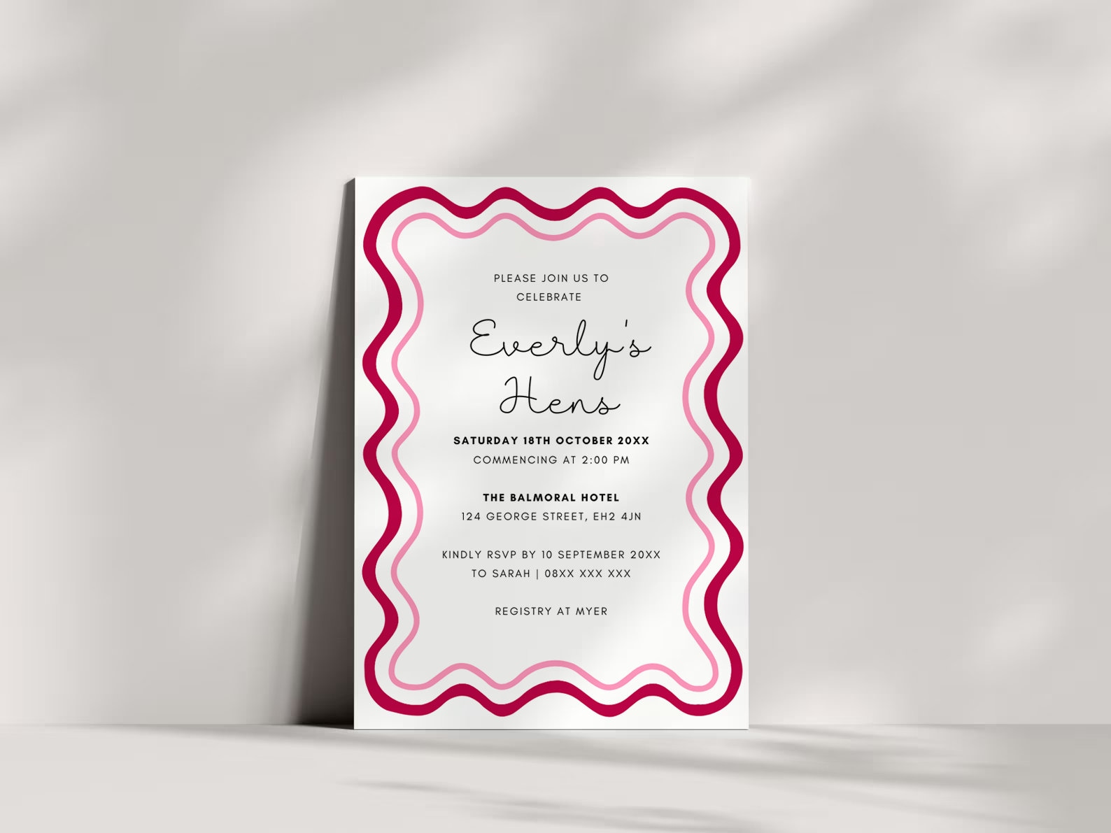 Pink Wavey Hens Party Invite Pink Hen Weekend Shower - Etsy