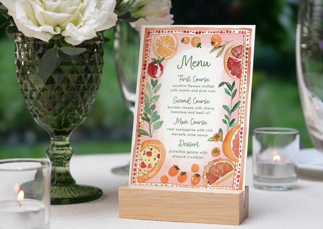 Italian Style Menu Template, Hand Drawn, Printable Dinner Menu ...