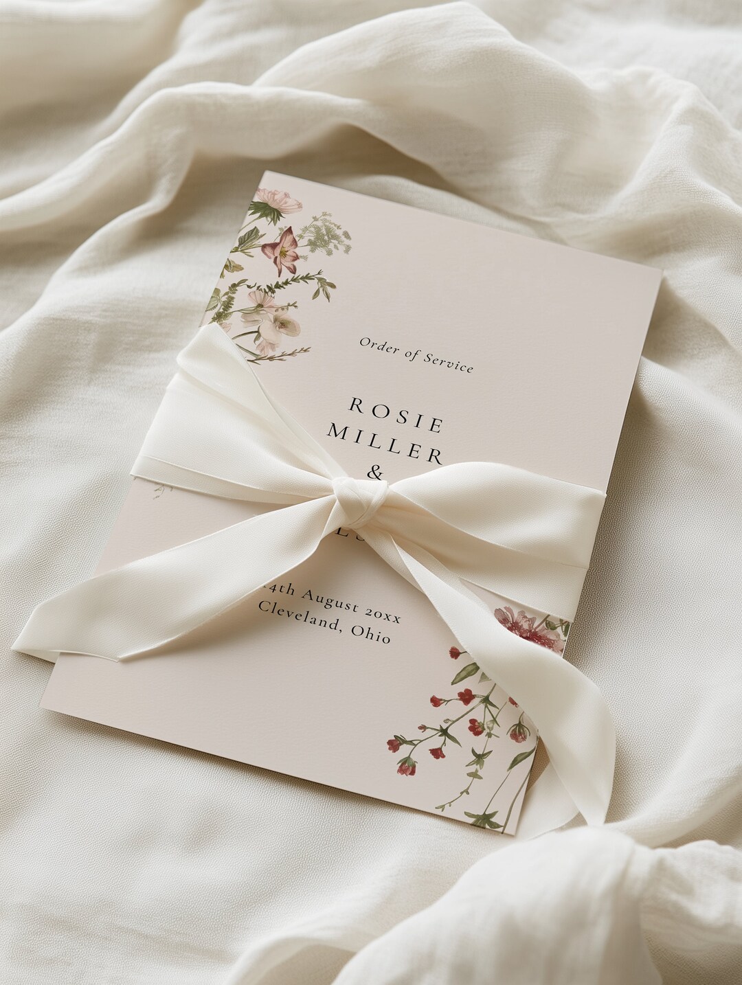 Wildflower Wedding Booklet, Printable Booklet, Folded Wedding Program ...